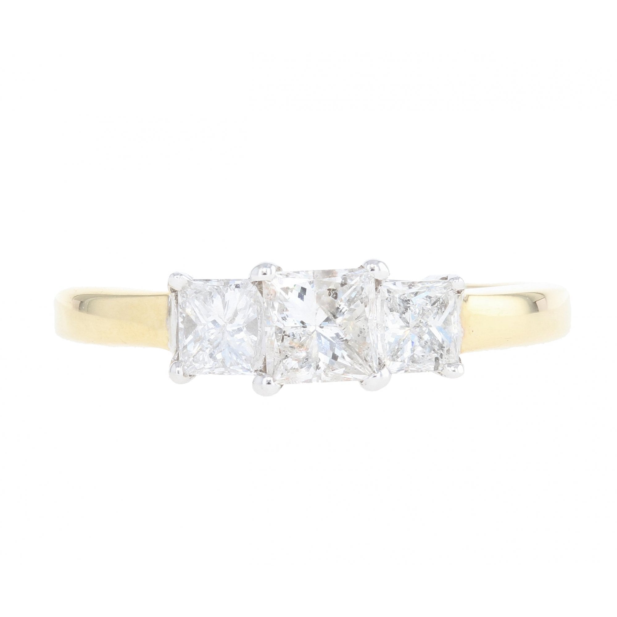 18ct Yellow Gold 1.00ct Princess Cut Diamond Trilogy Ring | Ramsdens ...