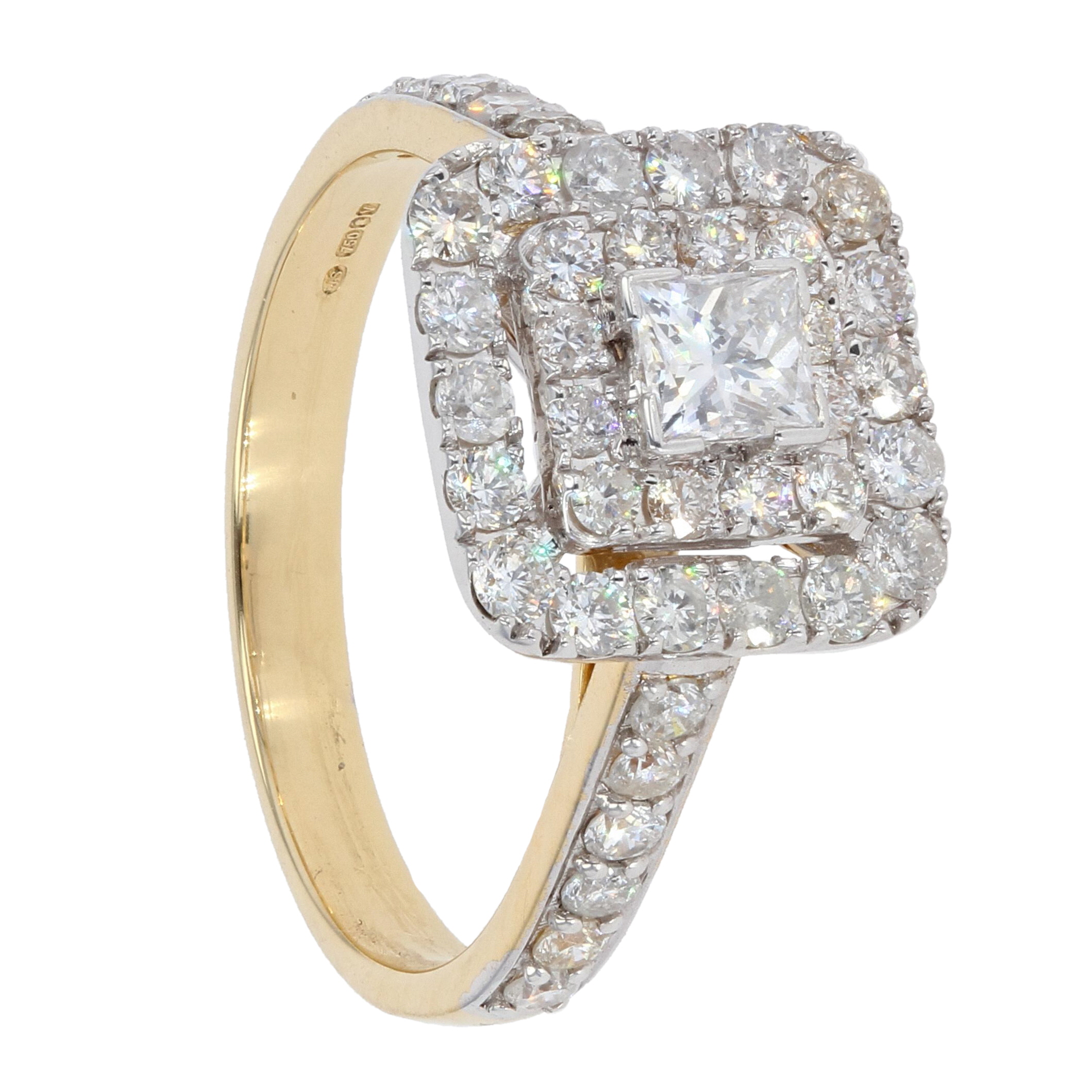 18ct Yellow Gold Diamond Square Cluster Ring by Anya Belle | Ramsdens ...