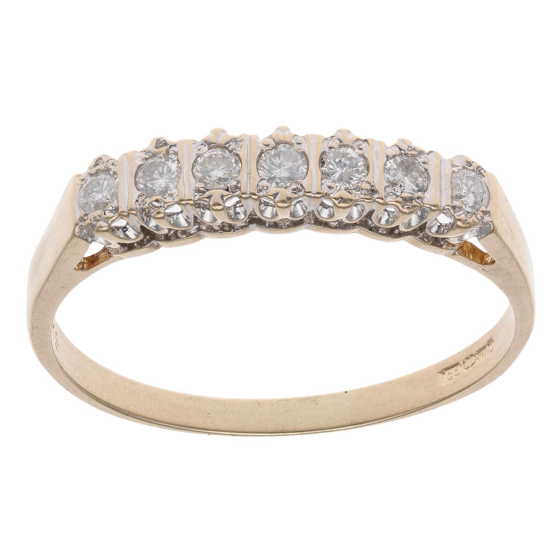 9ct Yellow Gold 0.25ct Brilliant Cut Diamond Seven Stone Ring ...