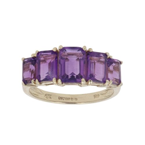 9ct Yellow Gold Five Stone Amethyst Ring | Ramsdens Jewellery