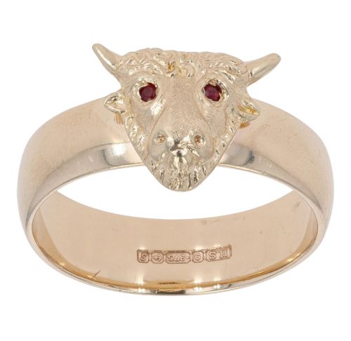 9ct Yellow Gold Ruby Bull Ring RAMS993345677005 | Ramsdens Jewellery
