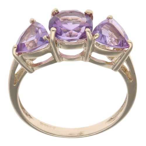 9ct Yellow Gold Three Stone Amethyst Ring RAMS668340145005 | Ramsdens ...