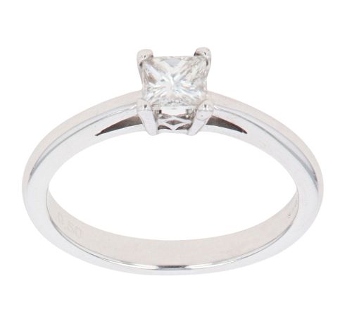 18ct White Gold 0.50ct Princess Cut Diamond Solitaire Ring ...