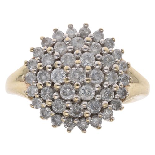 9ct Yellow Gold 1.00ct Brilliant Cut Diamond Cluster Ring ...