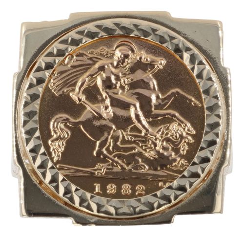 9ct Yellow Gold 1982 Elizabeth Half Sovereign Ring RAMS222000028001 ...