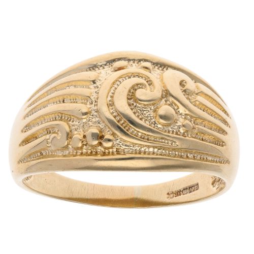 9ct Yellow Gold Filigree Patterned Signet Ring RAMS898364264007 ...