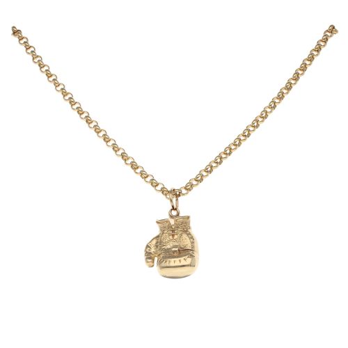 9ct Yellow Gold Boxing Glove Pendant and Chain 26" RAMS960362158001 ...