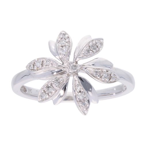 9ct White Gold Diamond Flower Ring RAMS7820000564-N | Ramsdens Jewellery
