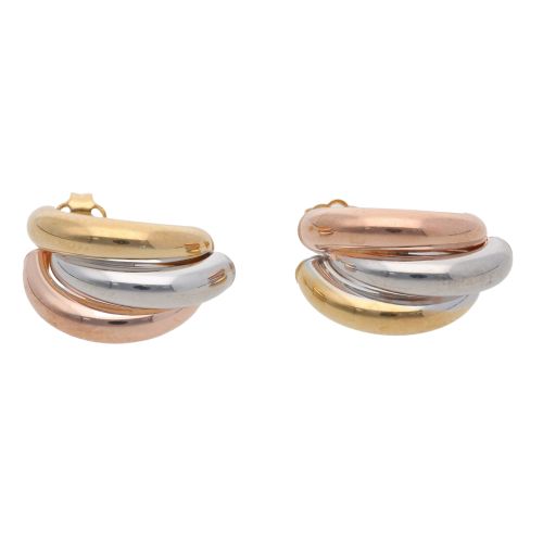 9ct Yellow, White And Rose Gold Half Pipe Stud Earrings RAMS5630000016 ...
