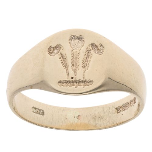 9ct Yellow Gold Welsh Feathers Signet Ring RAMS946353425003 | Ramsdens ...