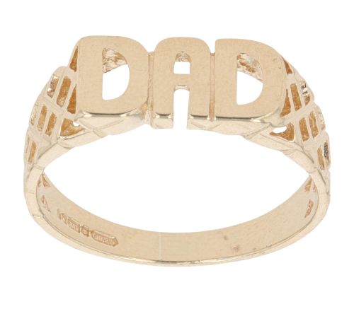 9ct Yellow Gold Patterned Dad Ring RAMS618355847008 | Ramsdens Jewellery