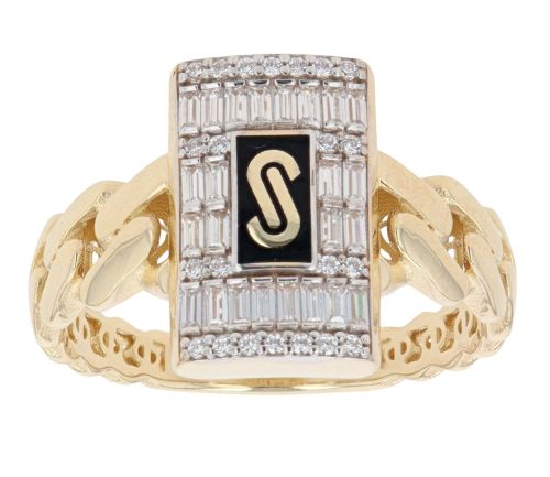 14ct Yellow Gold Monaco Classic Baguette and Brilliant Cut Cubic ...