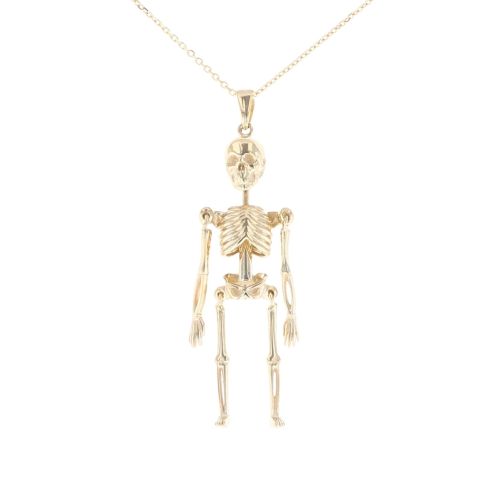 9ct Yellow Gold Movable Skeleton Pendant And Chain 18" RAMS5630000023 ...