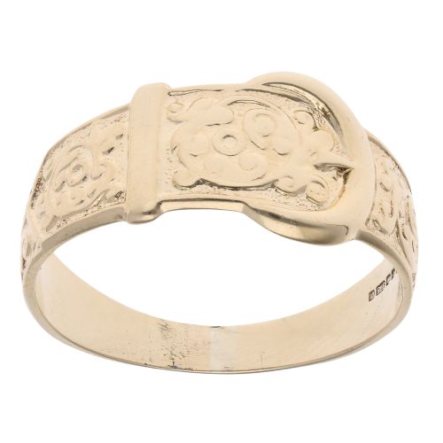 9ct Yellow Gold Pattered Buckle Ring | Ramsdens Jewellery