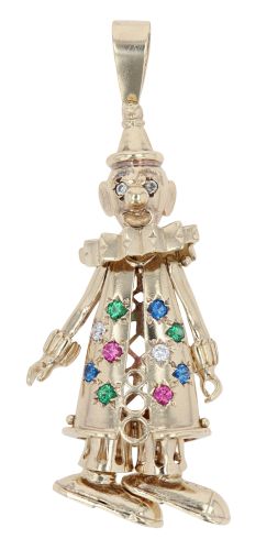 9ct Yellow Gold Multi-Gemstone Clown Pendant RAMS204301125201 ...