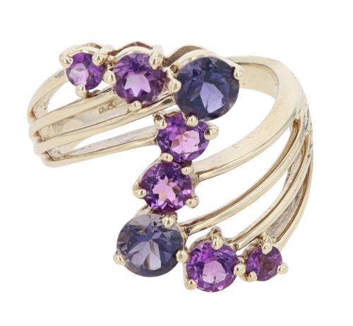 9ct Yellow Gold Four Row Amethyst Wrap Ring RAMS873362052002 | Ramsdens Jewellery