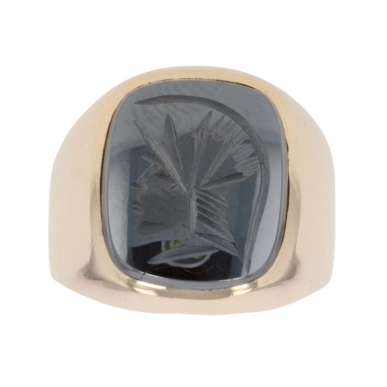 9ct Yellow Gold Hematite Centurion Signet Ring RAMS878328676002 ...