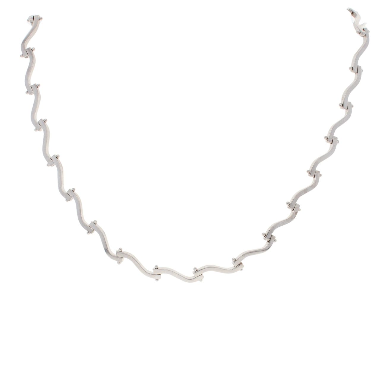 9ct White Gold Fancy Wave Collarette 18" RAMS960285159013 | Ramsdens ...