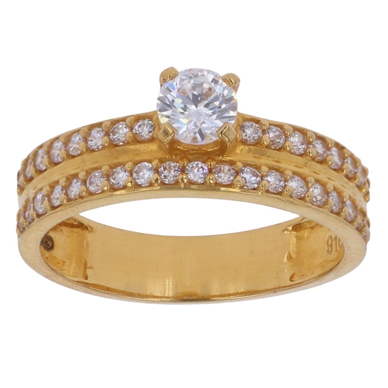 22ct Yellow Gold Cubic Zirconia Fancy Ring RAMS2450000637 | Ramsdens ...