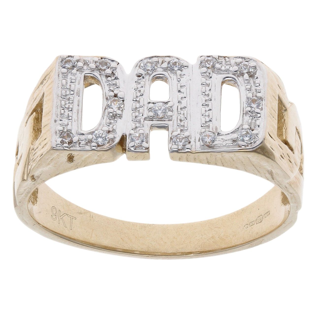 9ct Yellow Gold Cubic Zirconia Dad Ring RAMS3260000016 | Ramsdens Jewellery