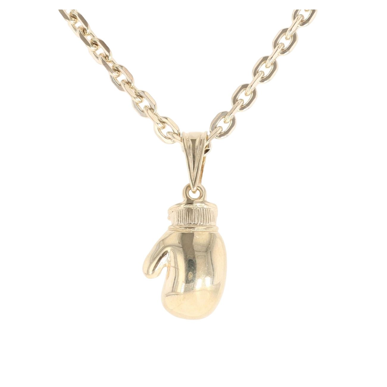 9ct Yellow Gold Boxing Glove Pendant And Belcher Chain 16 ...