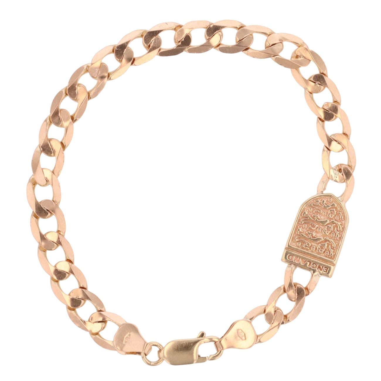 9ct Yellow Gold England Curb Bracelet 8" RAMS770353527002 | Ramsdens ...