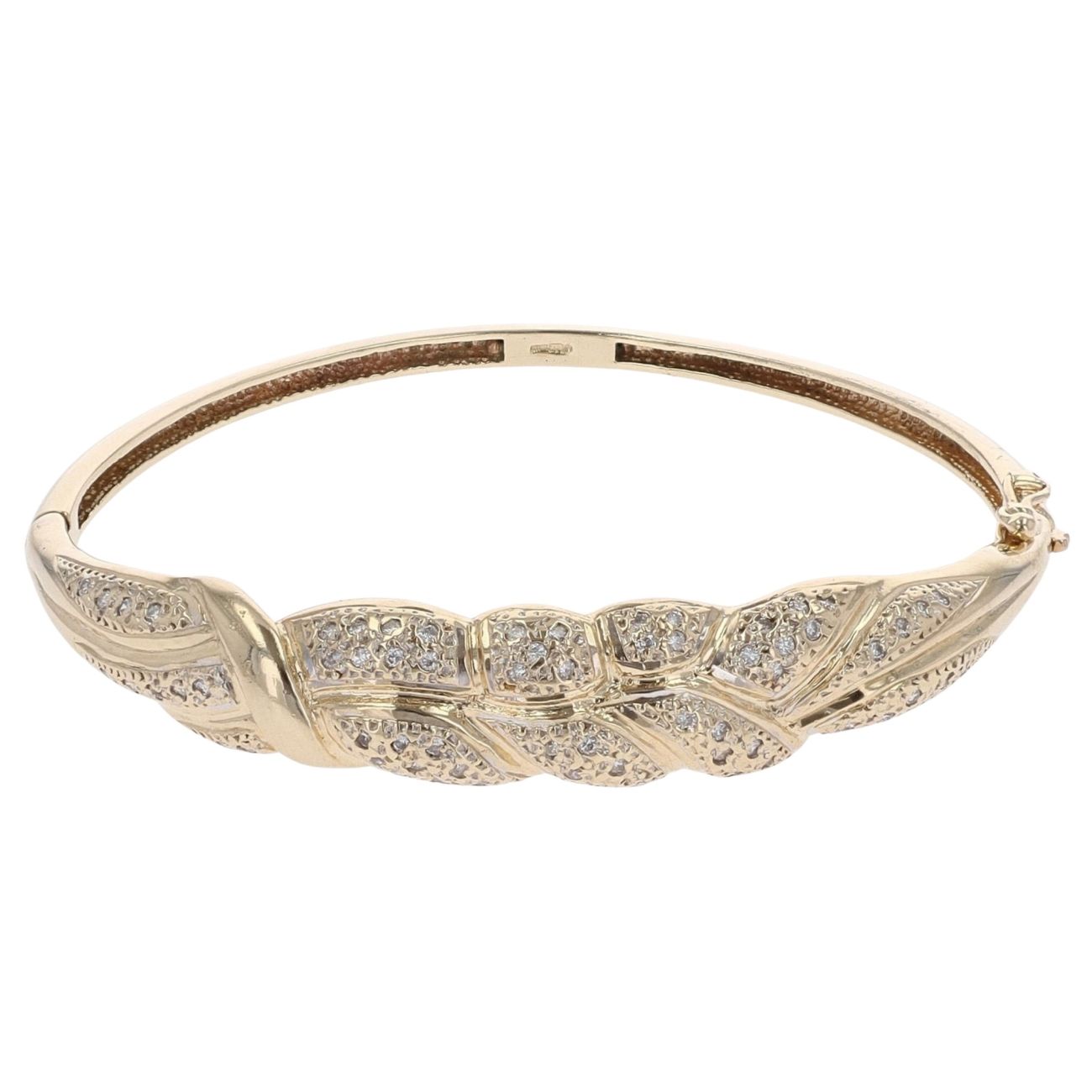 9ct Yellow Gold 0.30ct Diamond Fancy Hinged Bangle RAMS702366439007 ...