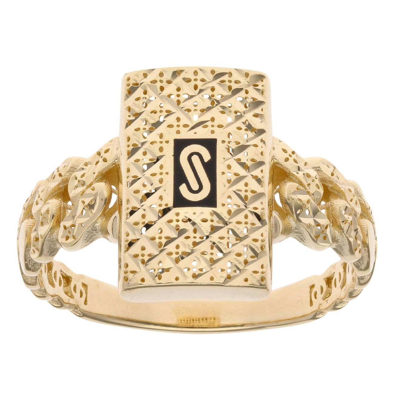 14ct Yellow Gold Monaco Alternate Flex Patterned Signet Ring ...
