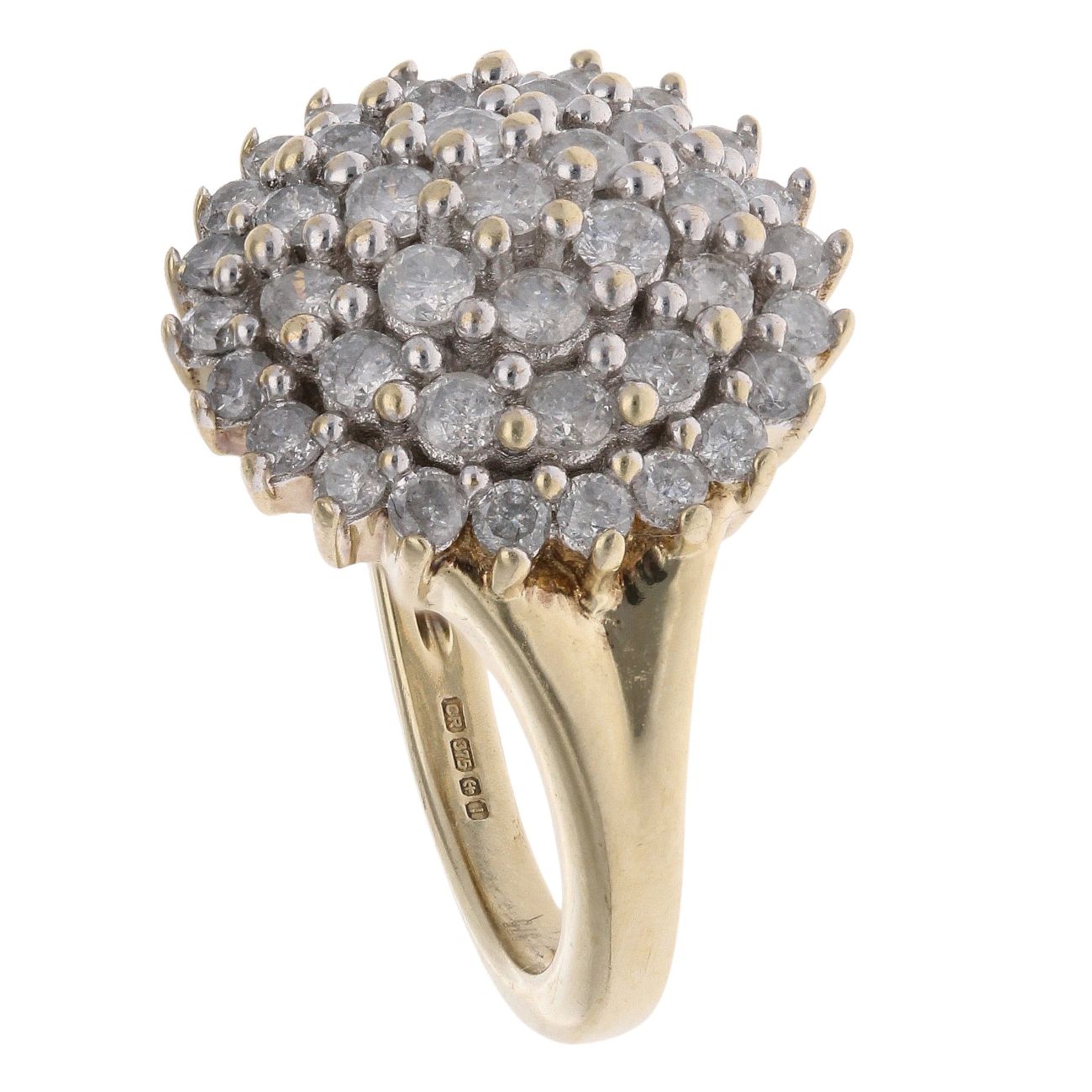9ct Yellow Gold 1.00ct Brilliant Cut Diamond Cluster Ring ...