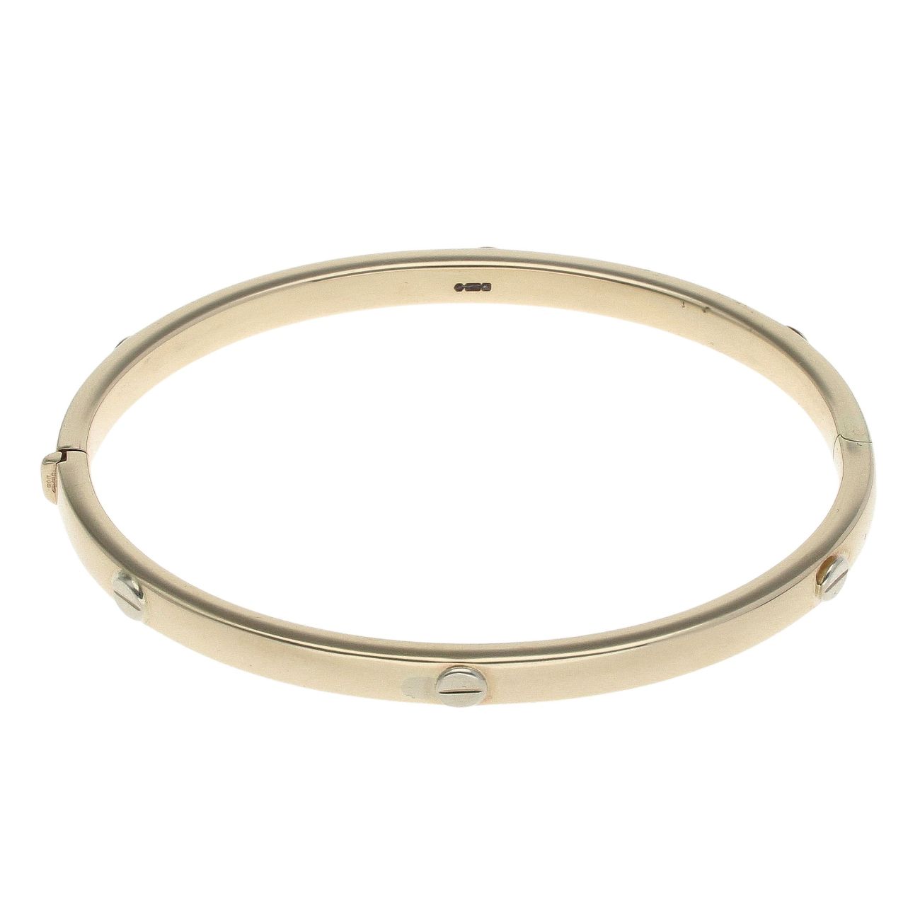 9ct Yellow Gold Screw Patterned Hollow Hinged Bangle RAMS988353699005 ...