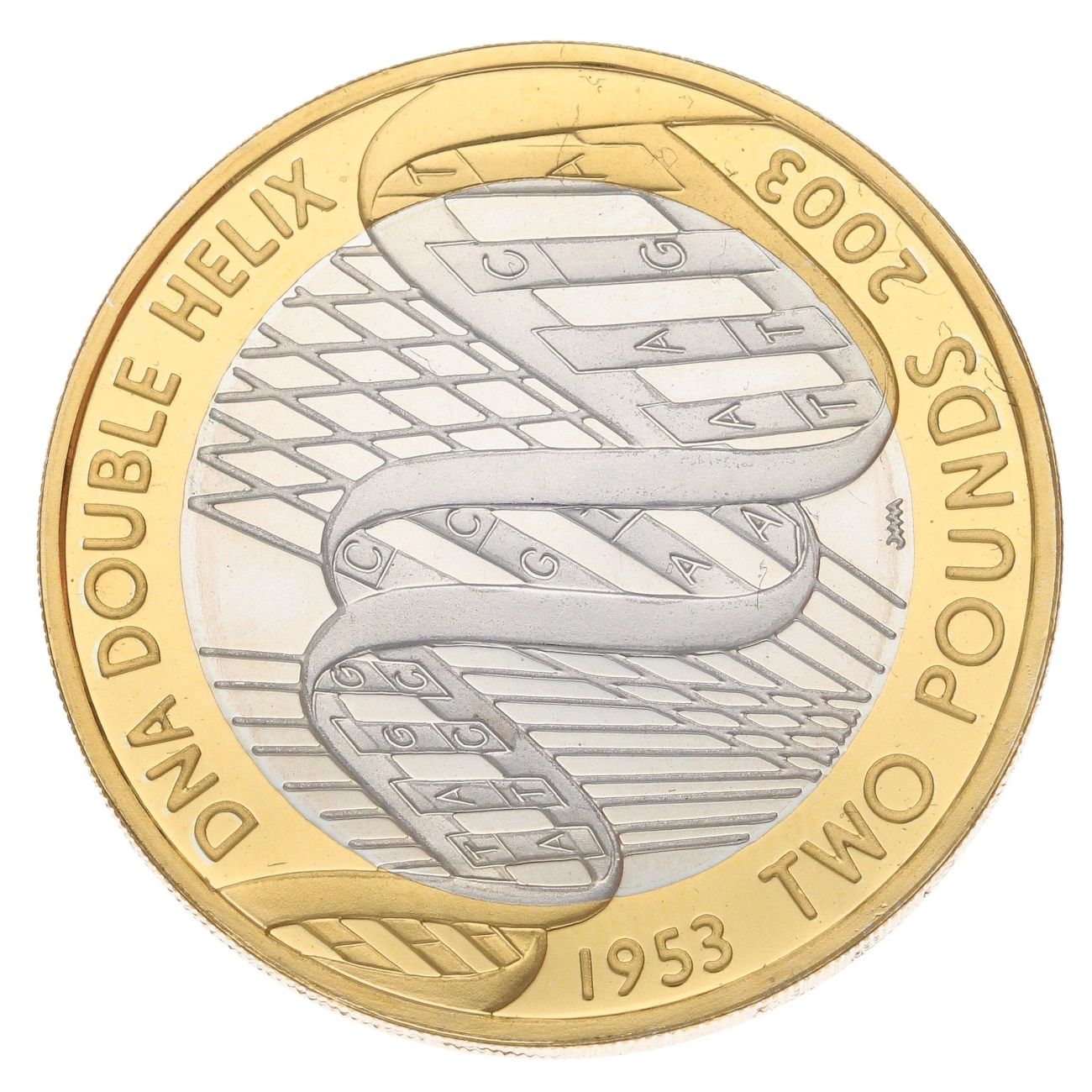 2003 DNA 50th Anniversary of The Double Helix Discovery Two Pound Coin ...