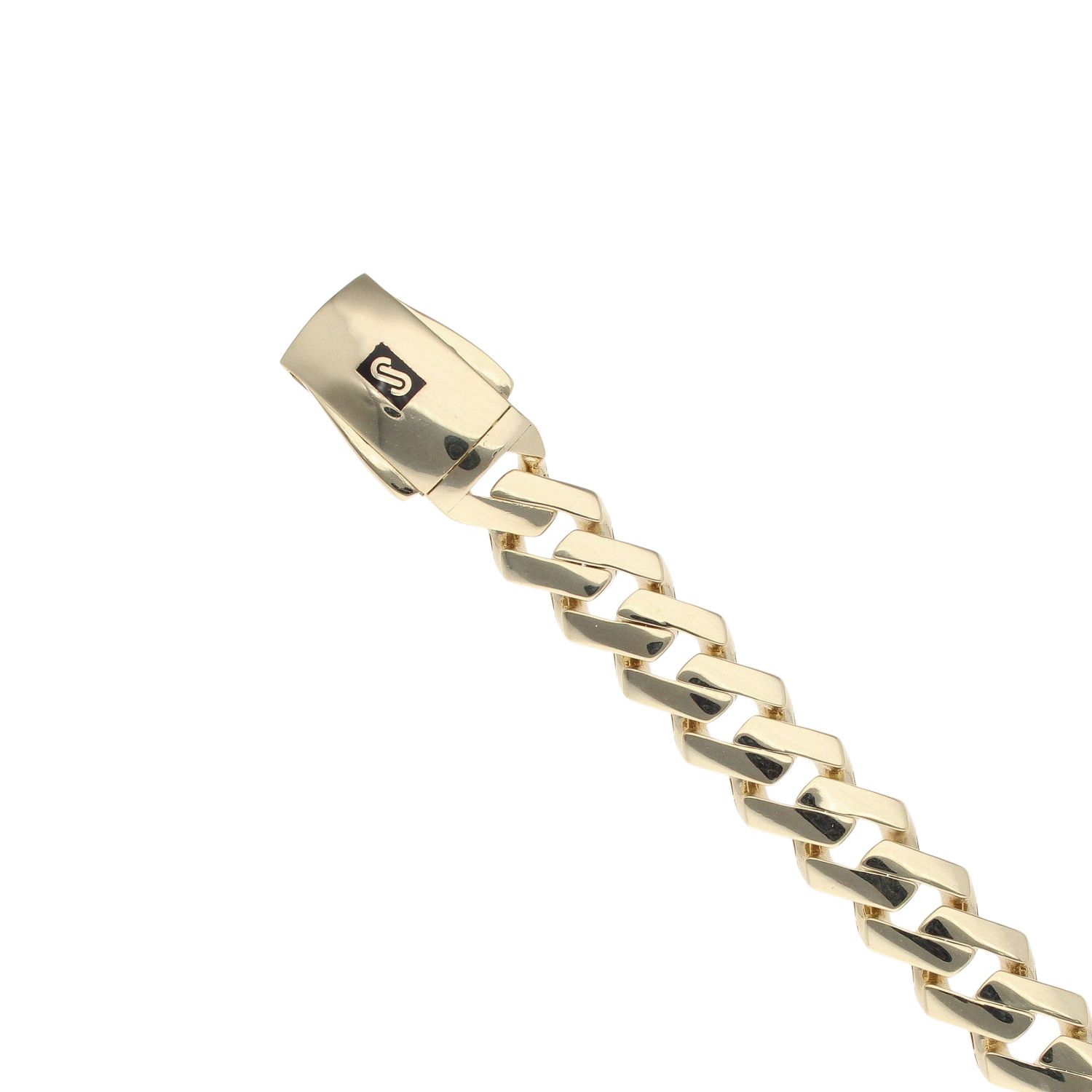 14ct Yellow Gold Monaco Edge Plain Lock Curb Bracelet 8.5 ...