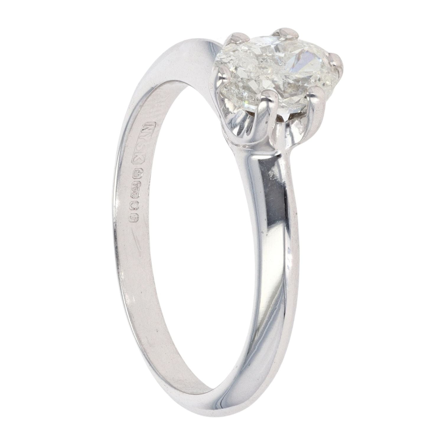 18ct White Gold Oval Cut 0.75ct Diamond Solitaire Ring RAMS744280676012 | Ramsdens Jewellery