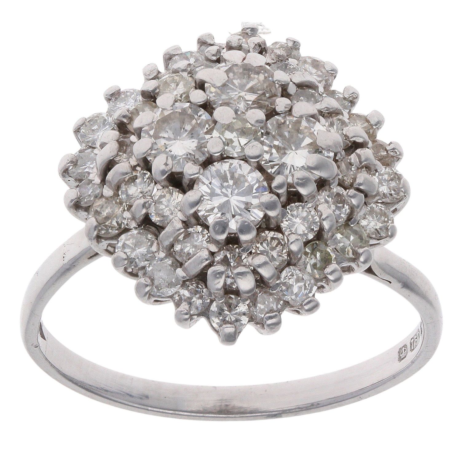 18ct White Gold 1.75ct Brilliant Cut Diamond Cluster Ring RAMS660313086037 | Ramsdens Jewellery