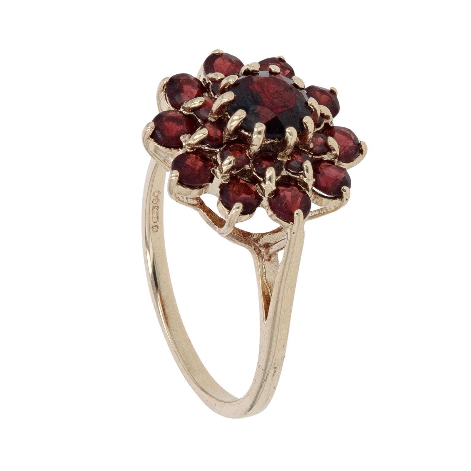 9ct Yellow Gold Garnet Cluster Ring RAMS692311080019 | Ramsdens Jewellery
