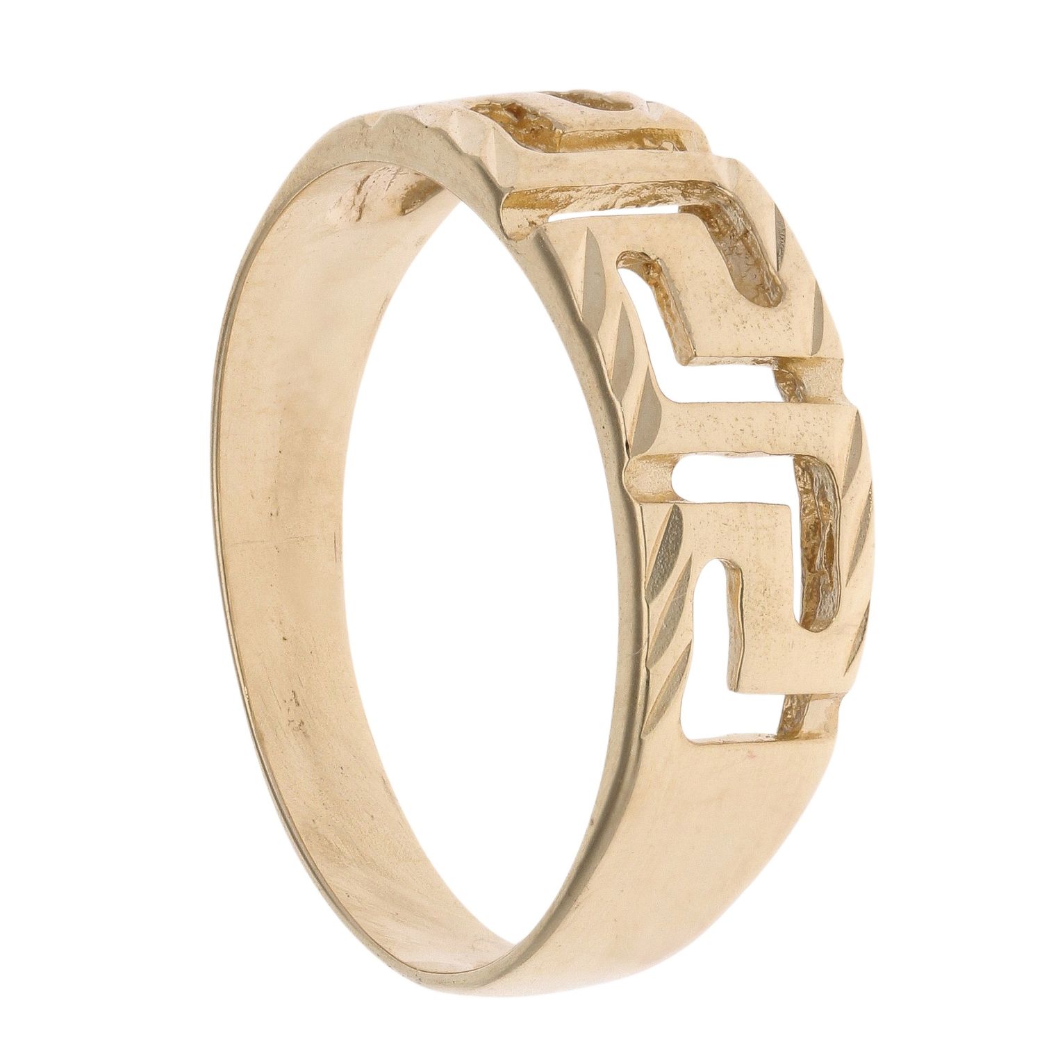 18ct Yellow Gold Greek Key Ring RAMS681321264005 | Ramsdens Jewellery