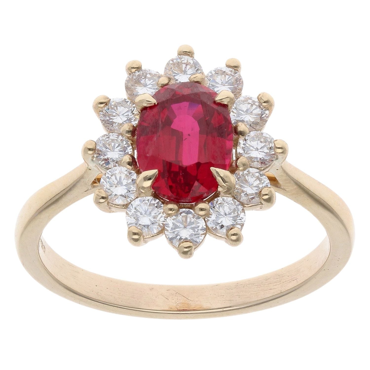 9ct Yellow Gold 0.75ct Brilliant Cut Lab Grown Diamond And Created Ruby ...