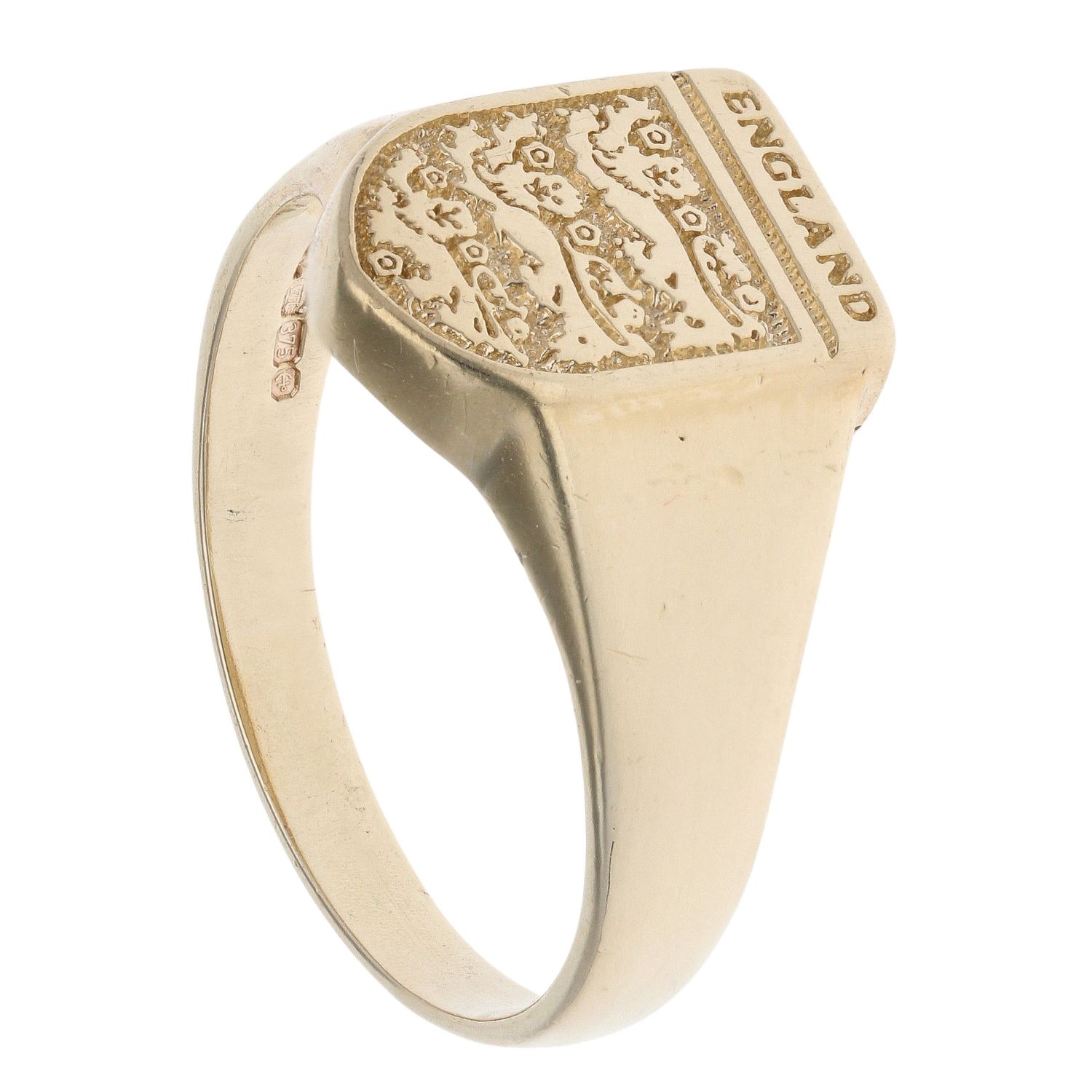 9ct Yellow Gold England Three Lions Shield Signet Ring RAMS984364299005 ...
