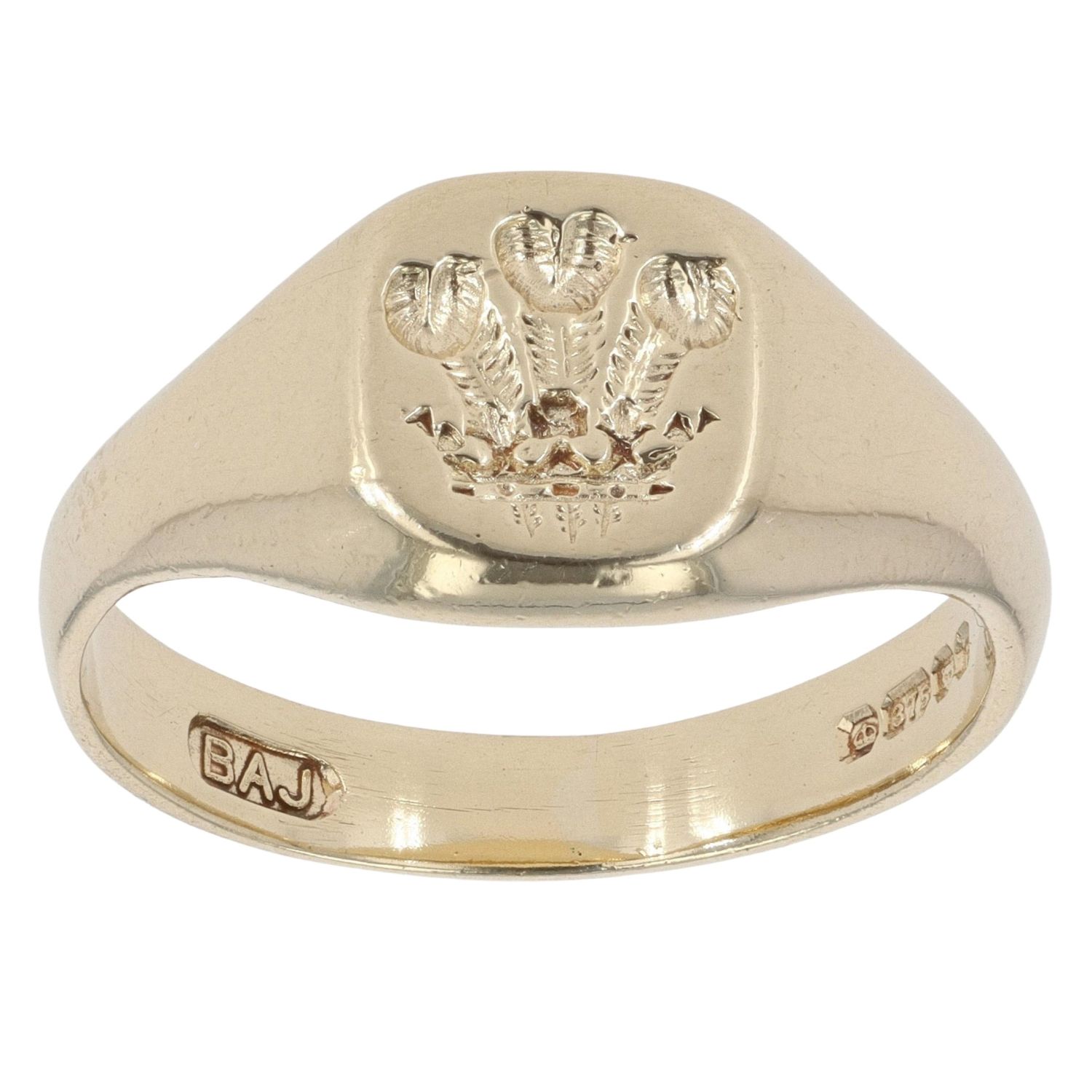 9ct Yellow Gold Welsh Feathers Signet Ring RAMS941355965003 | Ramsdens ...