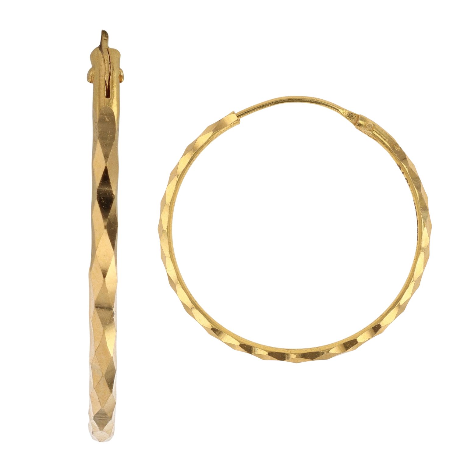 22ct Yellow Gold Diamond Cut Hoop Earrings RAMS2450000012 | Ramsdens ...