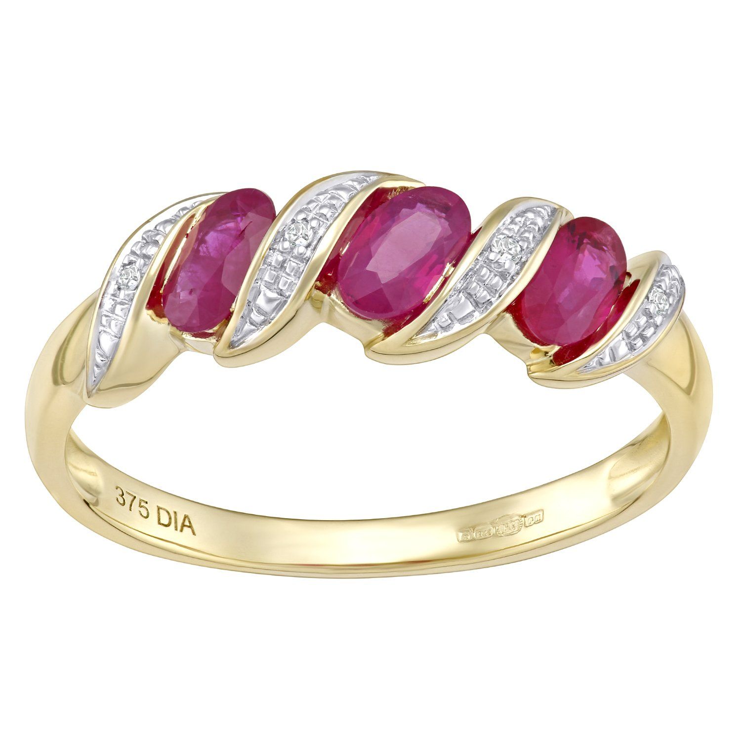 9ct Yellow Gold Diamond and Ruby Dress Ring PR06270YRU | Ramsdens Jewellery