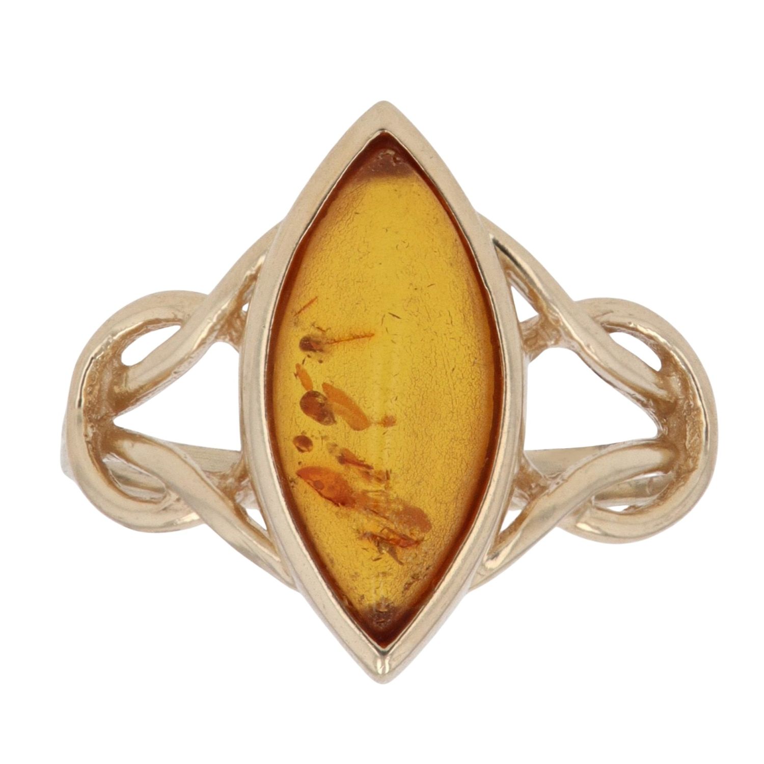 9ct Yellow Gold Amber Single Stone Ring RAMS983359365002 | Ramsdens ...