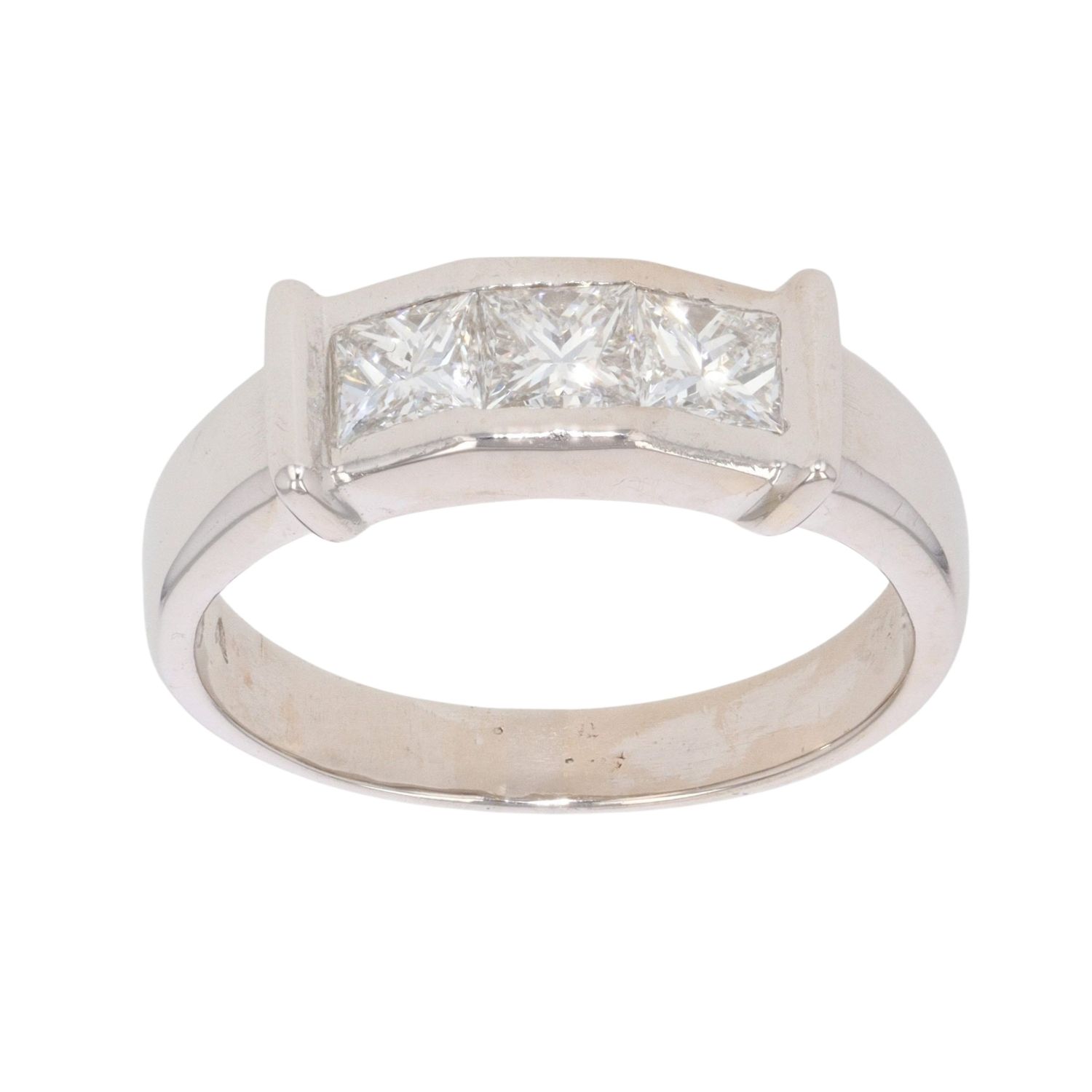 18ct White Gold 0.76ct Princess Cut Diamond Trilogy Ring ...