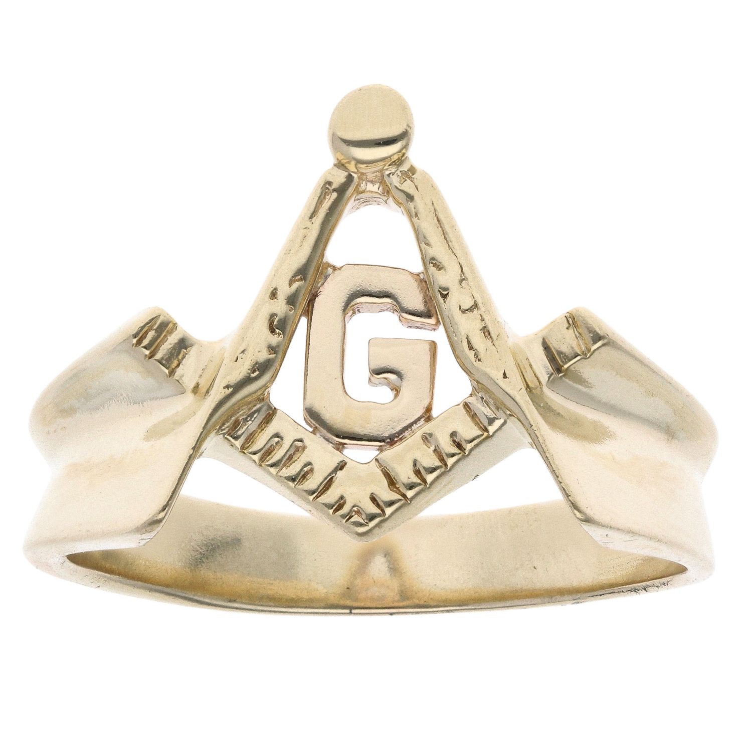 9ct Yellow Gold Masonic G Initial Signet Ring RAMS553359218001 ...
