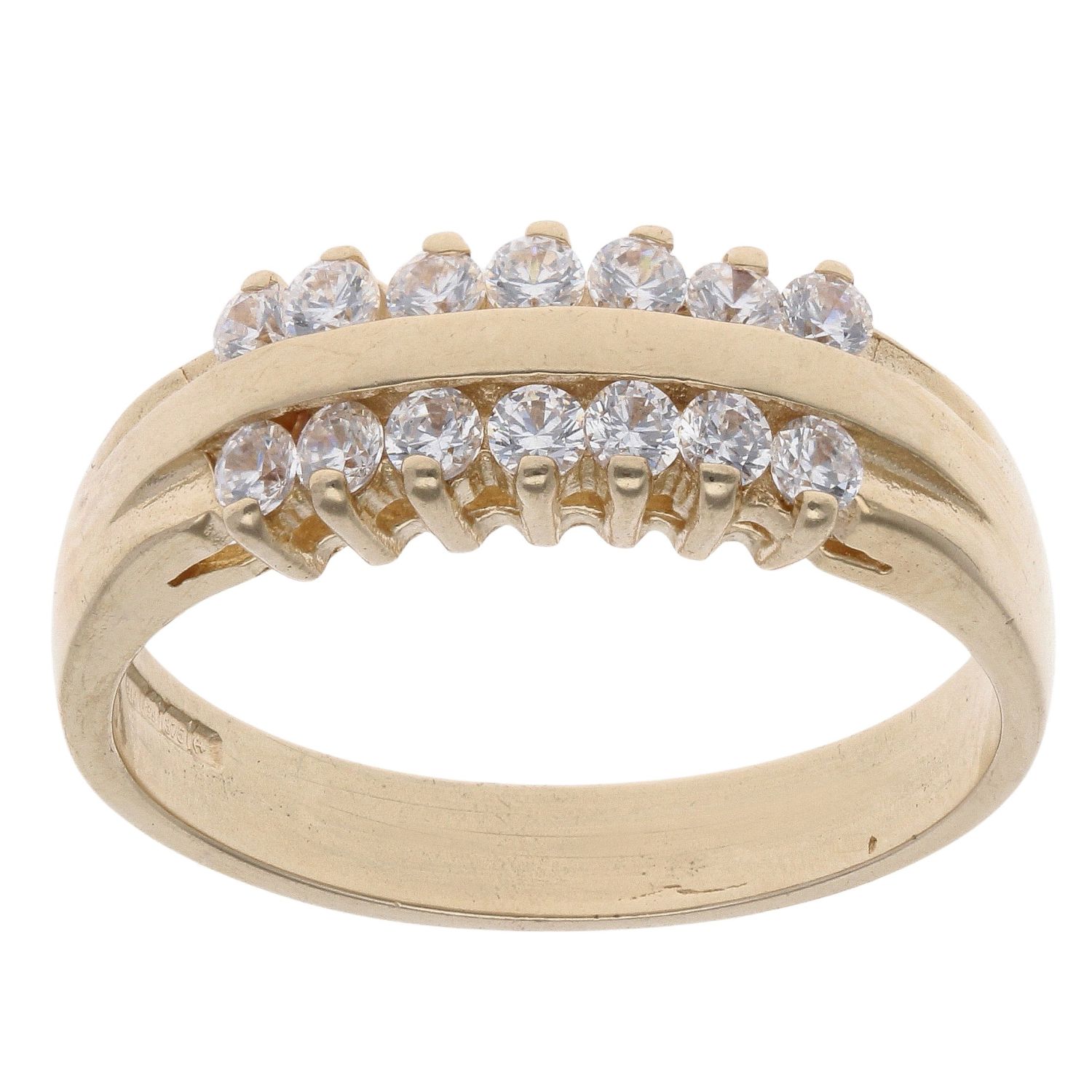 9ct Yellow Gold Cubic Zirconia Two Row Ring RAMS654362076008 | Ramsdens ...