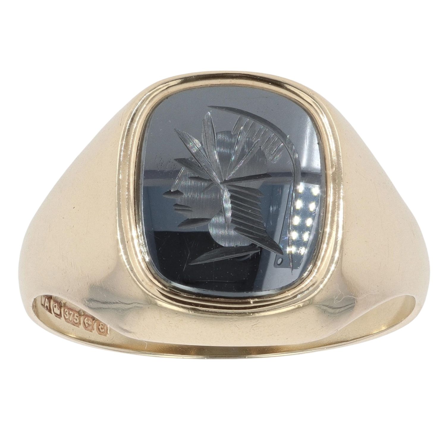 9ct Yellow Gold Hematite Centurian Signet Ring RAMS820361731009 ...