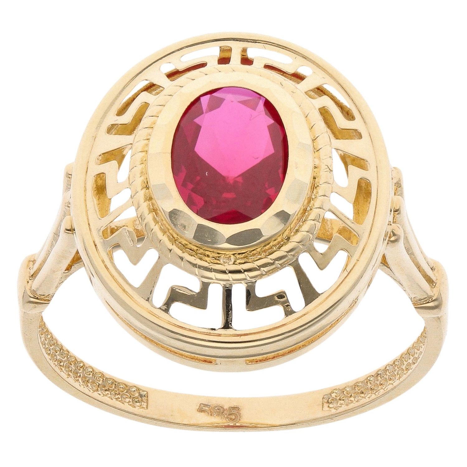 14ct Yellow Gold Red Gemstone Signet Ring RAMS7830003483-P | Ramsdens ...