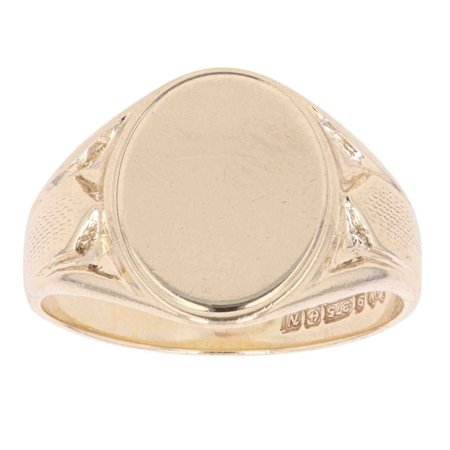 9ct Yellow Gold Patterned And Plain Signet Ring RAMS985354665005 ...
