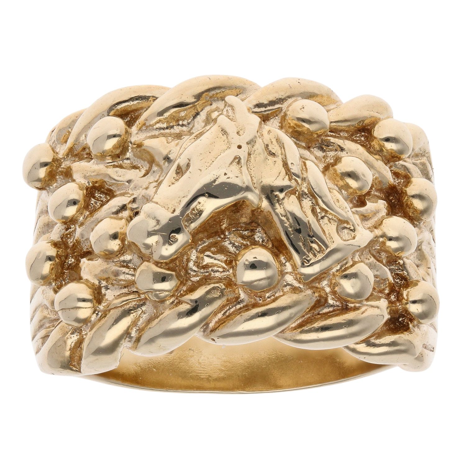 9ct Yellow Gold Horse Four Row Keeper Ring RAMS203500462801 | Ramsdens ...