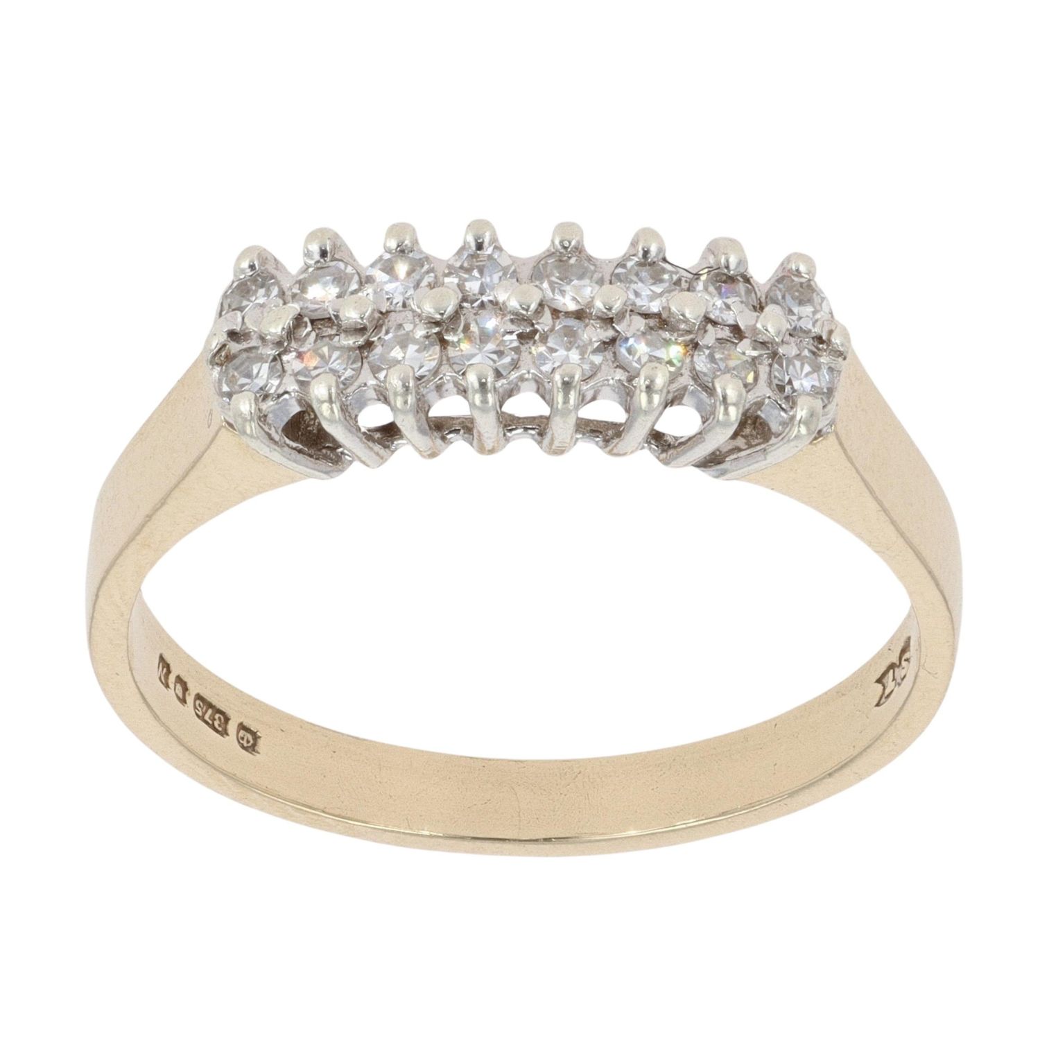 9ct Yellow Gold 0.25ct Two Row Diamond Ring RAMS677331499022 | Ramsdens ...